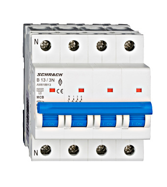 Zaštitni prekidač AMPARO 6kA, B 13A, 3+N
Neutral left, Tip AM6, Standard proizvoda EN 60898-1,IEC 60898-1