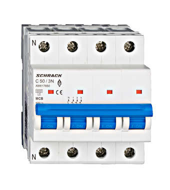 Zaštitni prekidač AMPARO 6kA, C 50A, 3+N
Neutral left, Tip AM6, Standard proizvoda EN 60898-1,IEC 60898-1