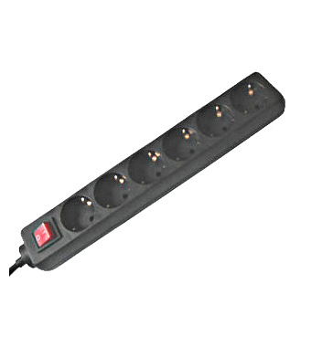 PDU with Surge Protector, 6 Outlets Schuko, 10A, 1.4m cable