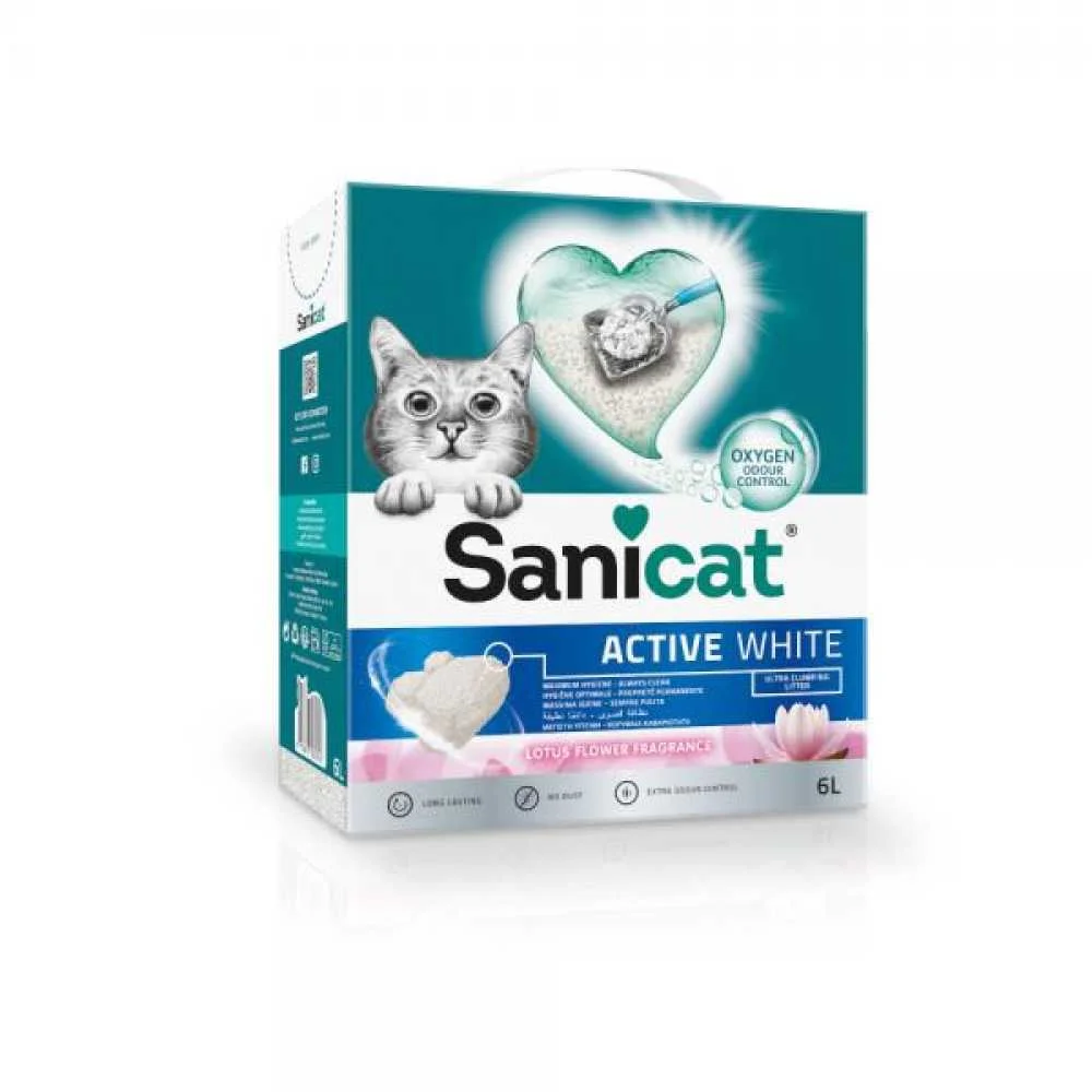 SANICAT grudvajući posip za mačke Active White Lotus - 6L