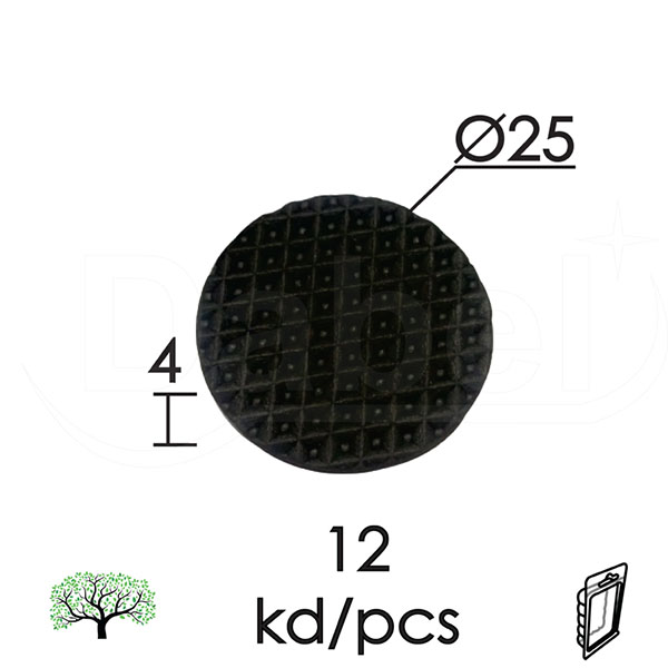 Podloška samol. za nameštaj FK02 Crna fi25mm (12kom)