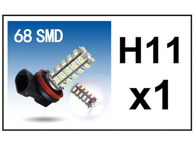 H11 LED Sijalica - 68 SMD dioda - 1 komad