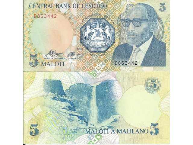 Lesotho 5 maloti 1989. UNC