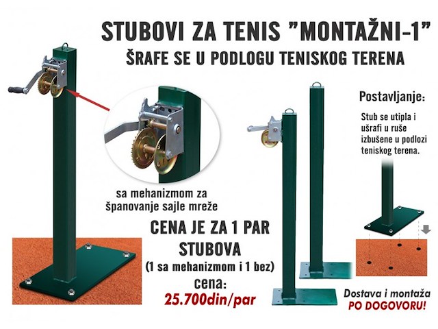 Stubovi `MONTAŽNI-1` (šrafe se u podlogu)