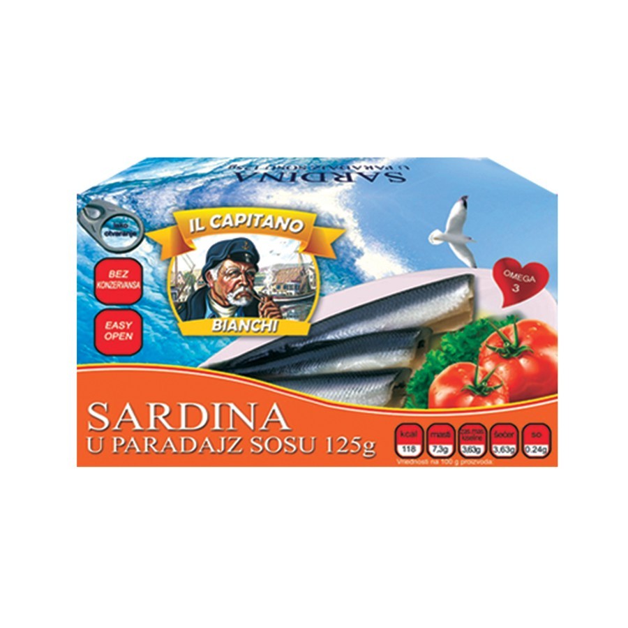 Il Capitano sardine u paradajz sosu 125g