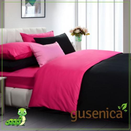 Posteljina za bračni krevet roze-crna
