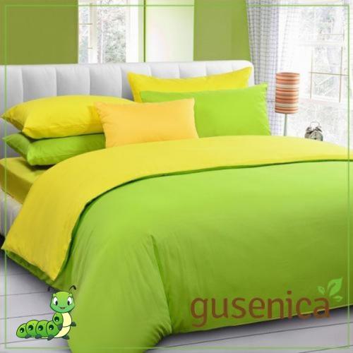 Posteljina za bračni krevet zeleno-žuta