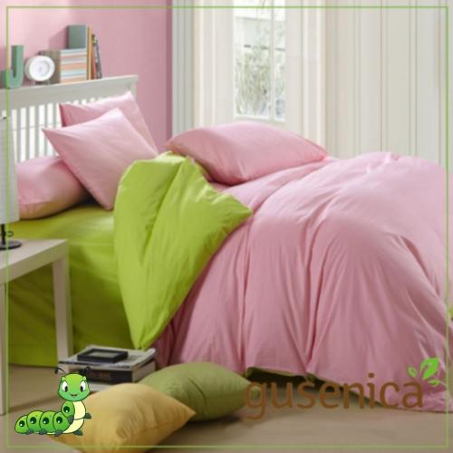 Posteljina za bračni krevet roze-zelena
