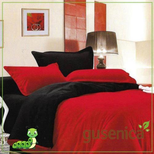 Posteljina za bračni krevet crveno-crna