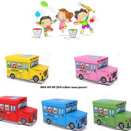 Autobus / Deciji tabure sa korpom za odlaganje igracaka