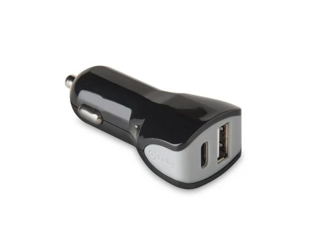 Celly CCTYPECUSB auto punjač za mobilne telefone USB A+USB tip C port crni