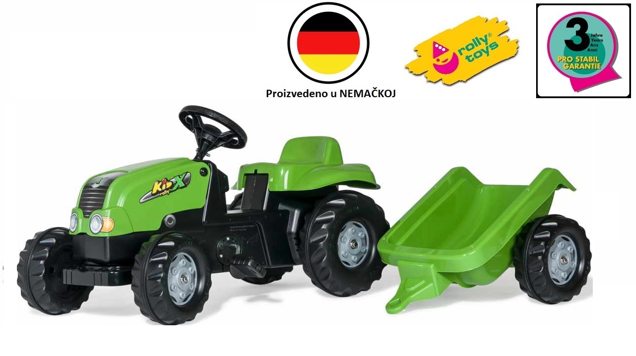 Traktor Rolly kid sa prikolicom, zeleni