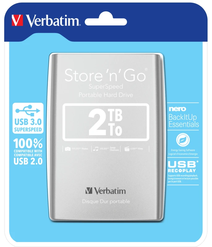 Verbatim 2TB (53189) eksterni hard disk sivi