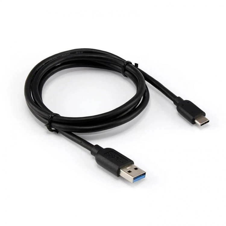 S-BOX crni kabl za punjač USB A (muški) na USB C (muški) 1m