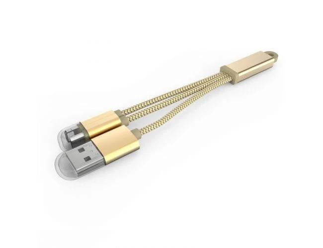 LDNIO LC89 kabl za punjač sa priveskom USB A (muški) na micro USB/lightning (muški) zlatni