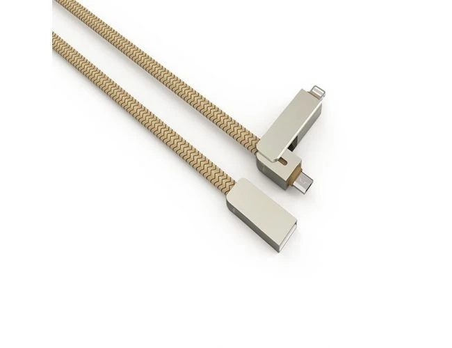 LDNIO LC87 QC zlatni kabl za punjač USB A (muški) na micro USB/lightning (muški) iPhone 5/6/6S 1m