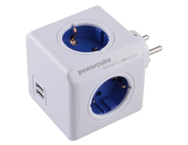 Allocacoc PowerCube (1202/DEOUPC) 4 utičnice+2xUSB plavi