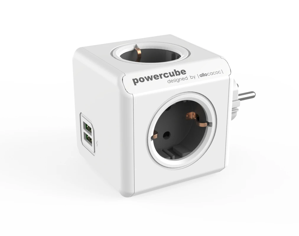 Allocacoc (1202GY/DEOUPC) PowerCube Original USB 4 utičnice+2USB 5V/2.1A sivi