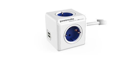 Allocacoc (1402BL/DEEUPC) PowerCube Extended 4 utičnice+2xUSB 5V/2.1A 1.5m plavi