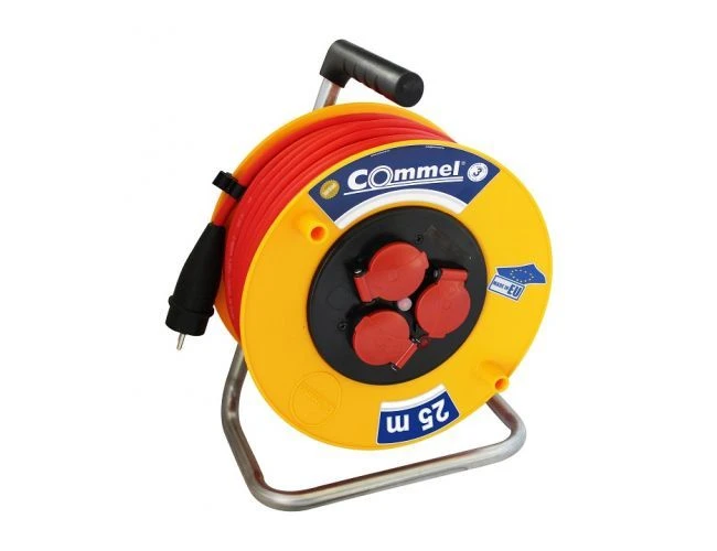 Commel (C0980) žuti produžni kabl sa motalicom 3 utičnice 280mm 25m