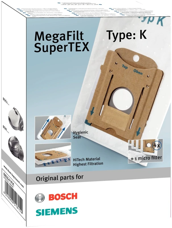 Bosch BBZ41FK set filter kesa MEGAfilt SuperTEX (4 filter kesa+1 mikro filter)