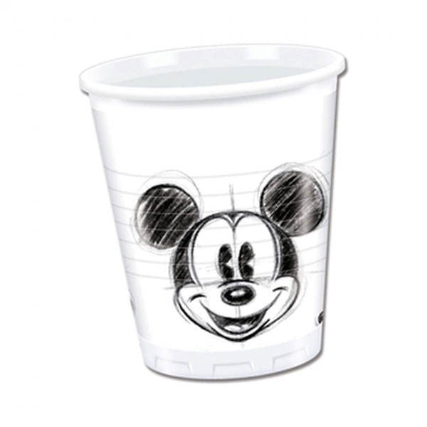 Miki Maus crno-bele plastične čaše/25kom