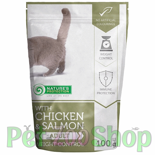 Nature’s Protection Sos za mačke sa viškom kilograma Weight Control Piletina i Losos 100g