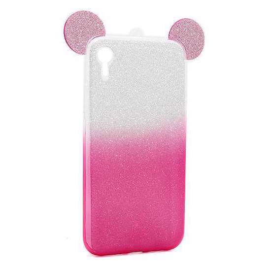 Futrola GLITTER MOUSE za Iphone XR srebrno/pink