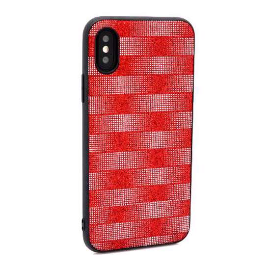 Futrola Glitter Plaid za Iphone X/XS crvena