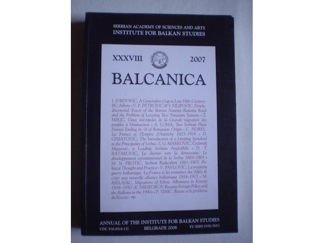 BALCANICA XXXVIII  2007