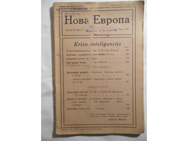 Nova Evropa broj 9 11. Juna, 1921