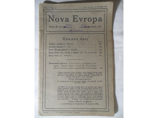 Nova Evropa broj 18 11 Decembra, 1921