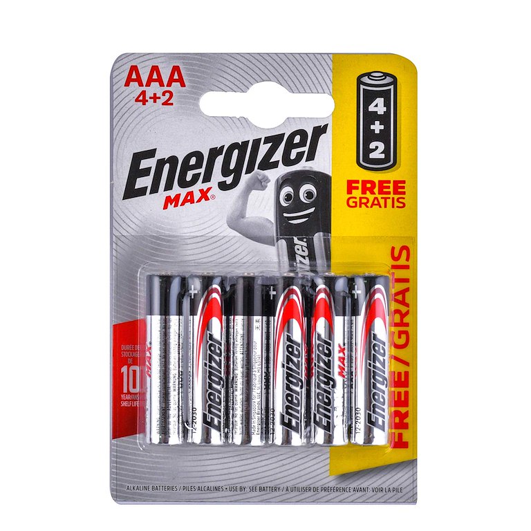Energizer baterije max alk aaa lr03 bp6 4+2 Energizer