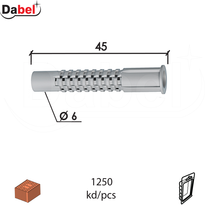 Tipl za blok GUZVAJUCI Bela fi 6x45mm