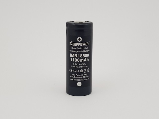 Baterija  18500 1100mAh Li ion 20A max Keeppower