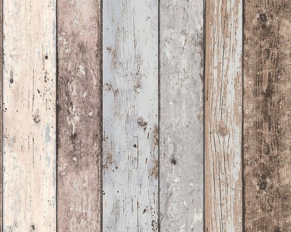 A.S. Création Wallpaper «Wood, Cottage, Beige, Blue, Brown» 855039