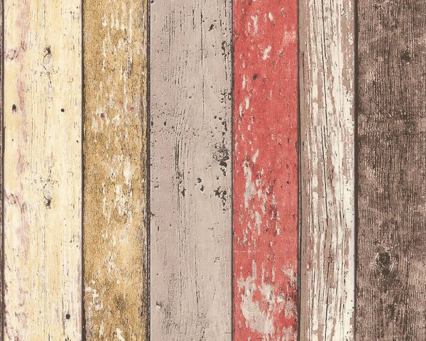 A.S. Création Wallpaper «Wood, Cottage, Beige, Brown, Red» 895127