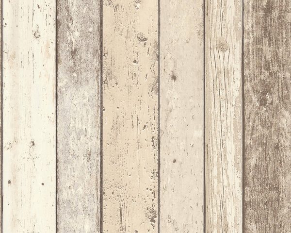 A.S. Création Wallpaper «Wood, Cottage, Beige, Brown, White» 895110