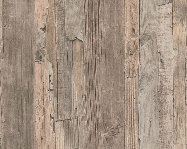 A.S. Création Wallpaper «Wood, Cottage, Beige, Brown» 954053