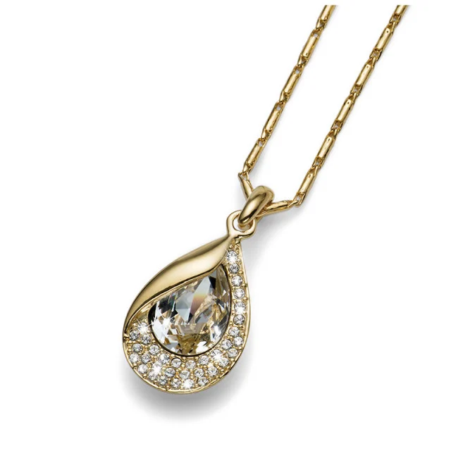 Ženski oliver weber hidden gold crystal zlatni lančić sa swarovski kristalnim priveskom ( 11246g )