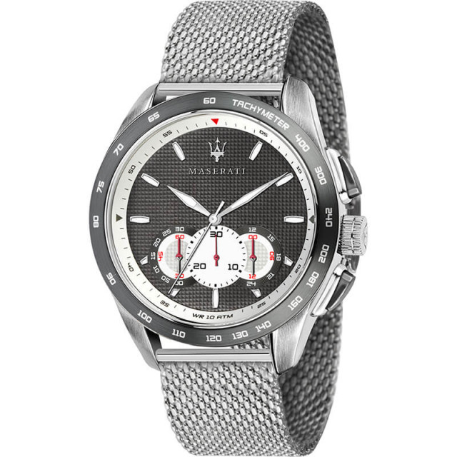Muški maserati traguardo hronograf sivo srebrni sportski ručni sat sa pancir kaišem ( r8873612008 )