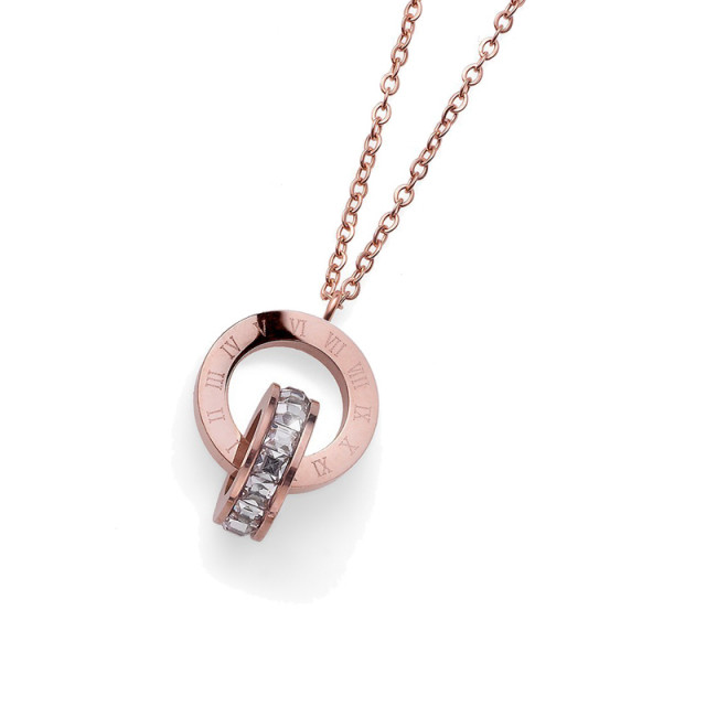 Ženski oliver weber timeless rosegold steel roze zlatni lančić sa swarovski kristalnim priveskom ( 11922rg )