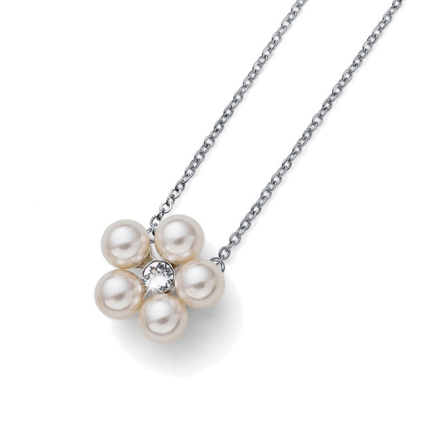 Ženski oliver weber flower pearl crystal lančić sa belim swarovski perla priveskom ( 11947 )