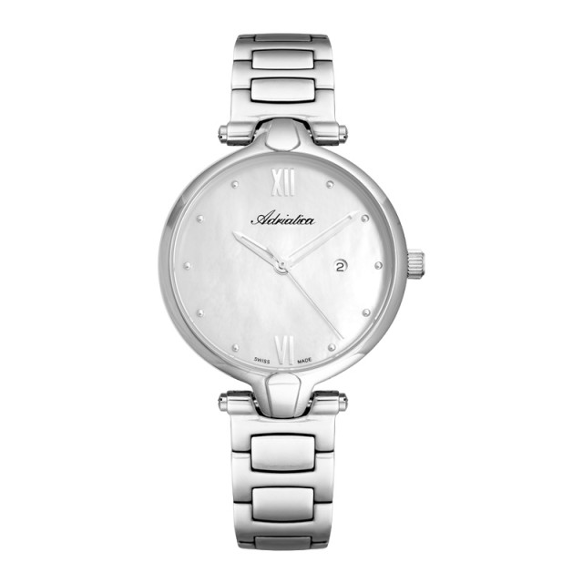 Ženski adriatica essence srebrni beli elegantni ručni sat sa srebrnim metalnim kaišem ( a3735.518zq )