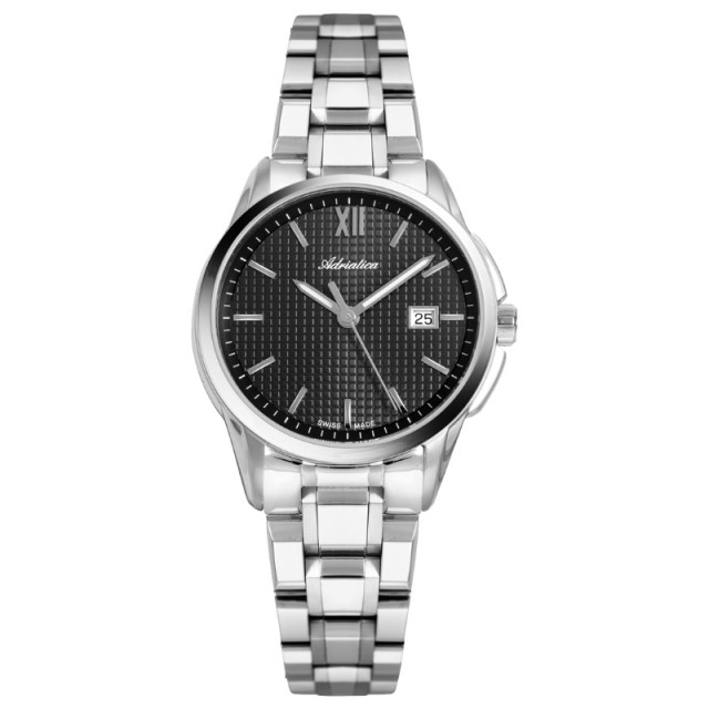 Ženski adriatica pairs crni srebrni elegantni ručni sat sa srebrnim metalnim kaišem ( a3190.5166q )