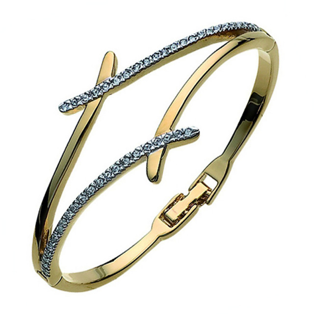 Ženska oliver weber bangle divide gold crystal narukvica sa swarovski belim kristalom ( 32022g )