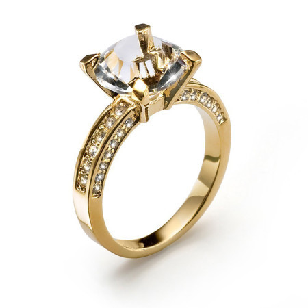 Ženski oliver weber princess gold crystal prsten sa swarovski belim kristalom m ( 41065gm )