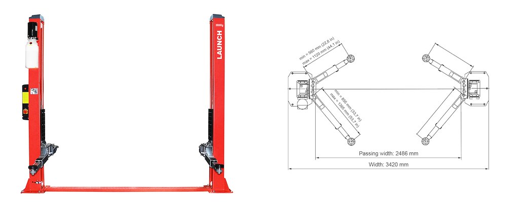 LAUNCH elektro-hidraulična automatska dvostubna dizalica TLT-235 SBA, 3.5t NEMAČKA