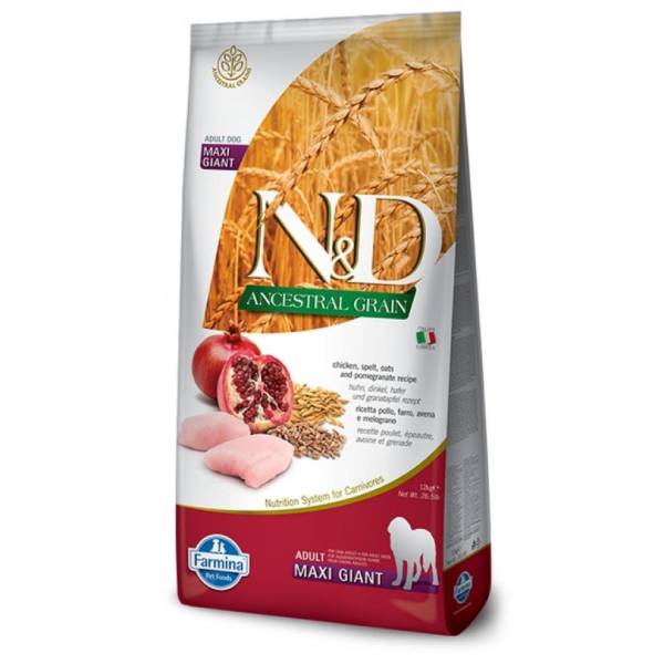 Farmina N&D Ancestral Grain Chicken, Spelt, Oats&Pomegranate Adult Giant Maxi - 12kg