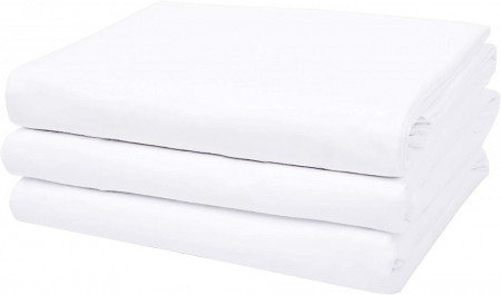 Linteum tekstilni beli dvostruki ravni čaršavi - mešani pamuka, 200 TC, posteljina bez bora, otporna na skupljanje - za hotele, masažni sto, fakultete ... Paket predmeta Ku